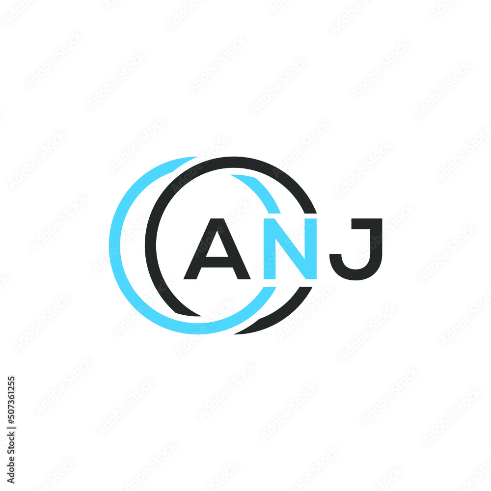 ANJ logo monogram isolated on circle element design template, ANJ ...