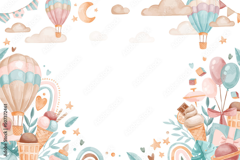 Vector background with childish elements illustrations. Used for ...