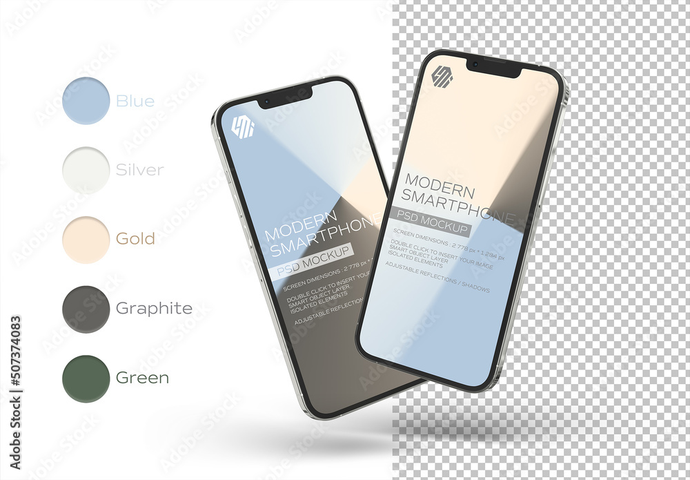 Mobile Phone Mockup Isolated on White Stock Template | Adobe Stock