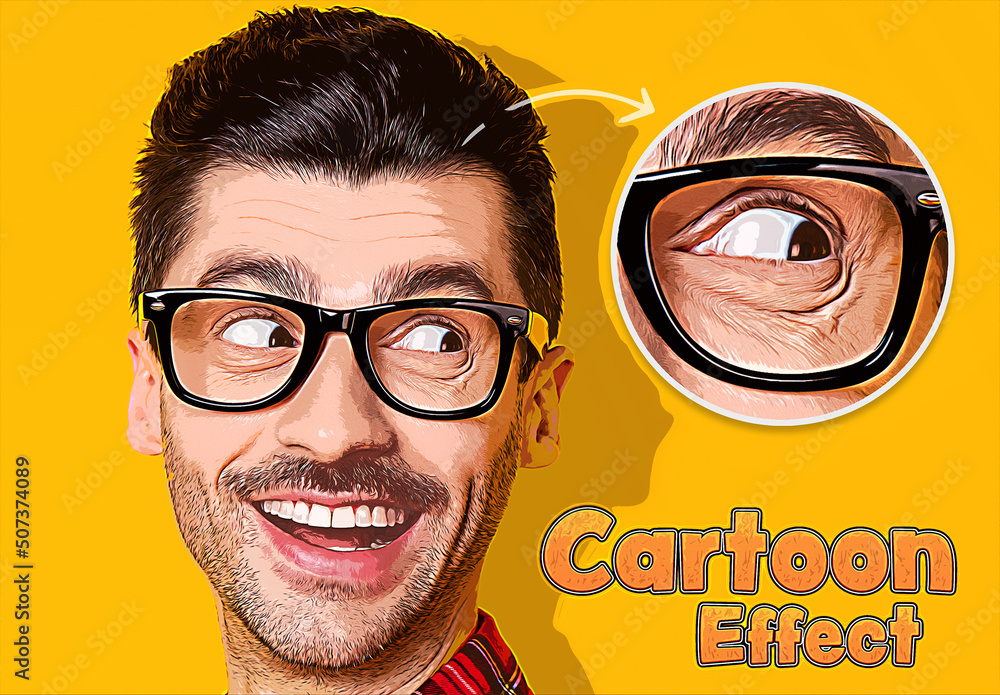 Cartoon Comic Book Photo Effect Mockup Stock Template | Adobe Stock