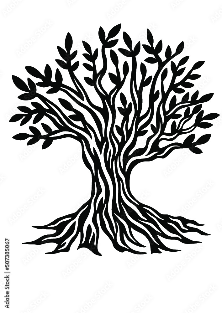 Olive Tree, Family Tree svg, Tree of Life, Tree with roots Stock Vector ...