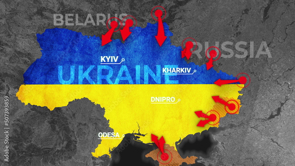 Ukraine war Animated conflict map of Russia invasion of Ukraine, the ...