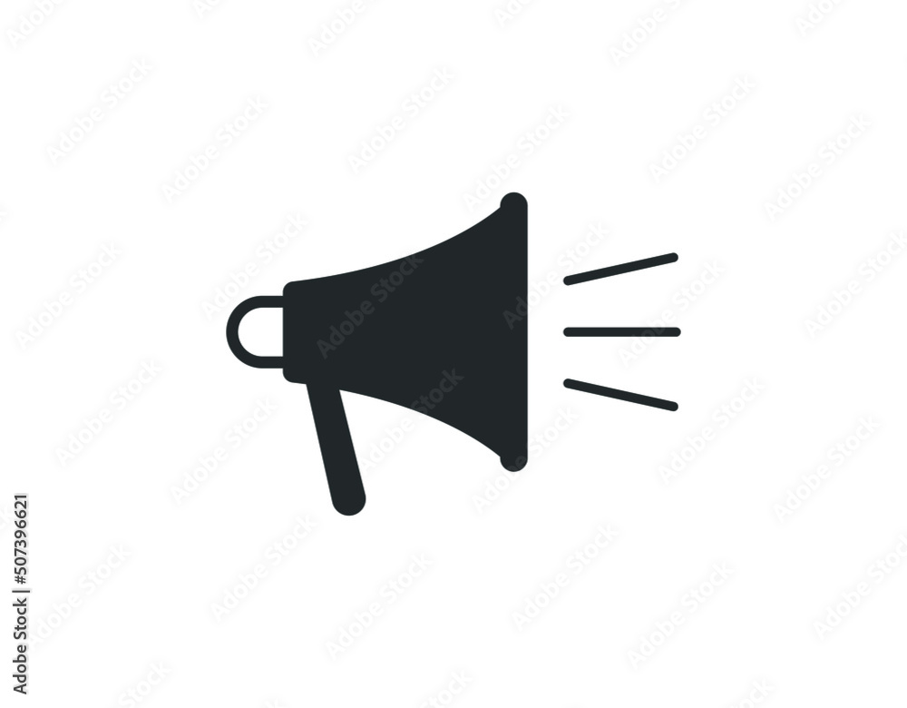 Megaphone music flat style icon shape symbol. Voice sound speech logo ...