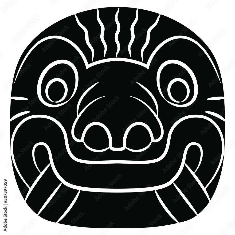 Ancient mask of fantastic monster beast. Native American art of ancient ...