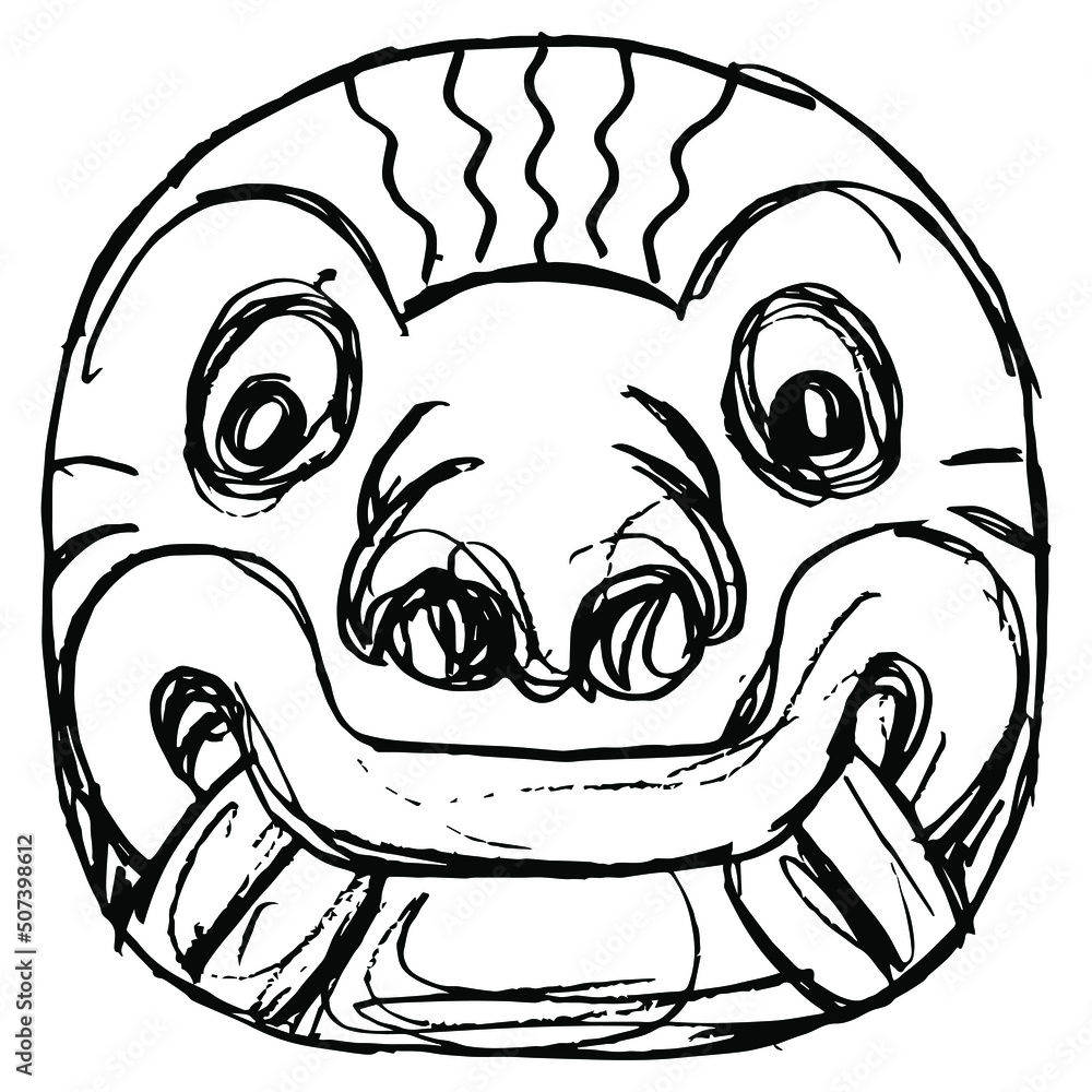 Ancient mask of fantastic monster beast. Native American art of ancient ...