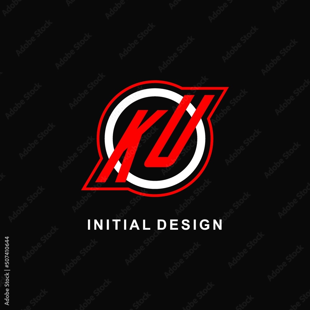 Monogram KU logo circle line, simple and clean esport logo design Stock Vector | Adobe Stock