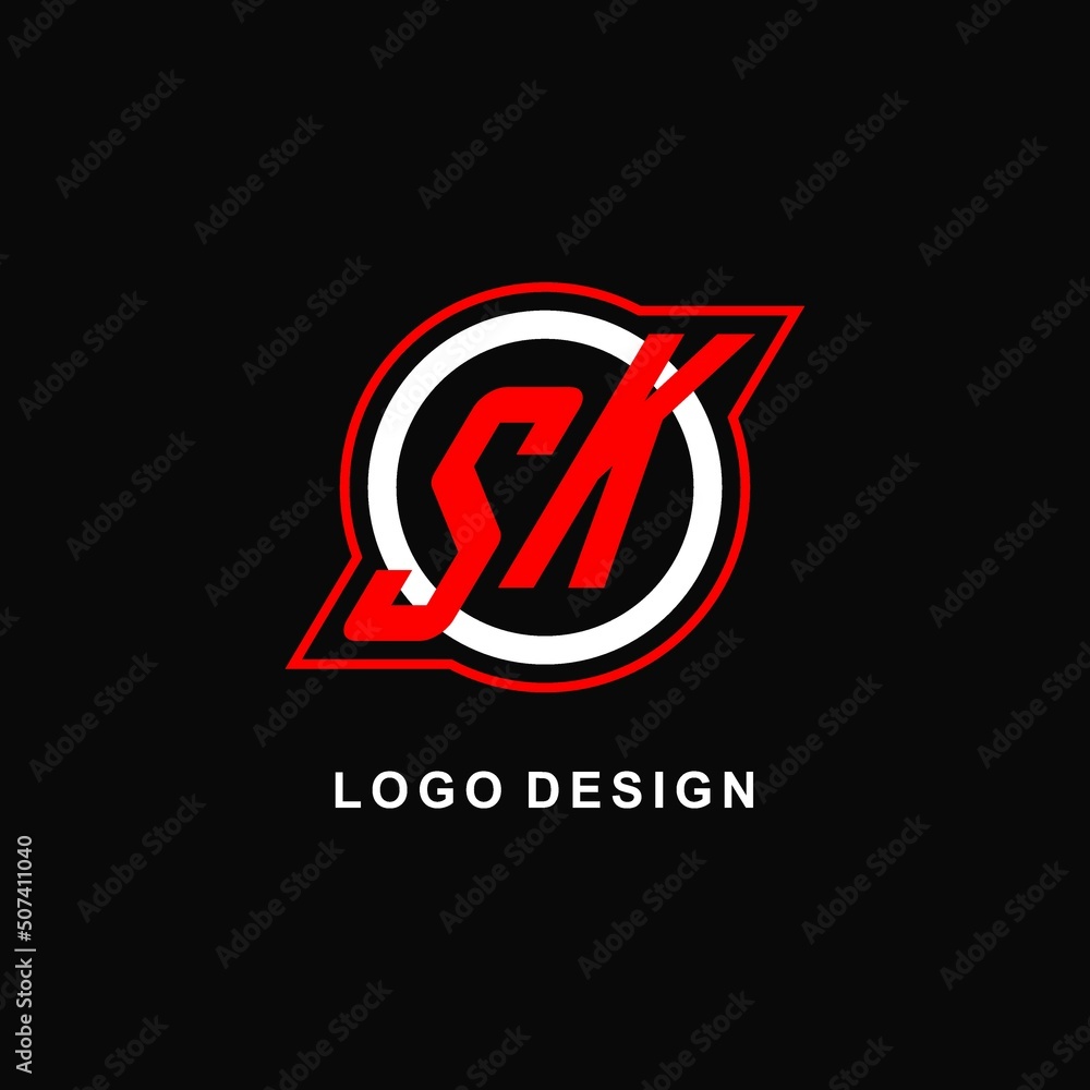 Monogram SK logo circle line, simple and clean esport logo design Stock ...