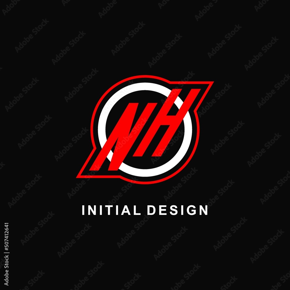 Monogram NH logo circle line, simple and clean esport logo design Stock ...