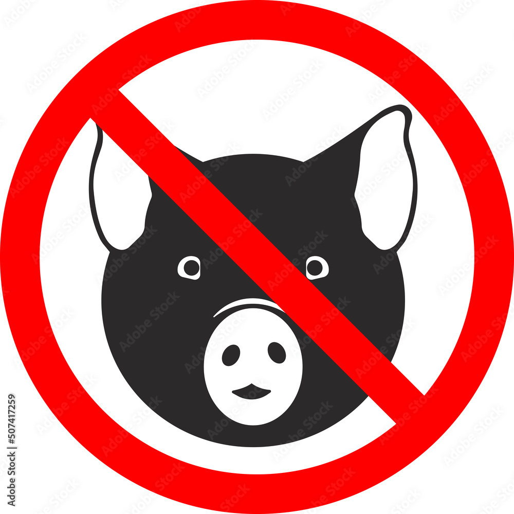 Pork with a forbidden sign. Vector illustration. Stock Vector | Adobe Stock