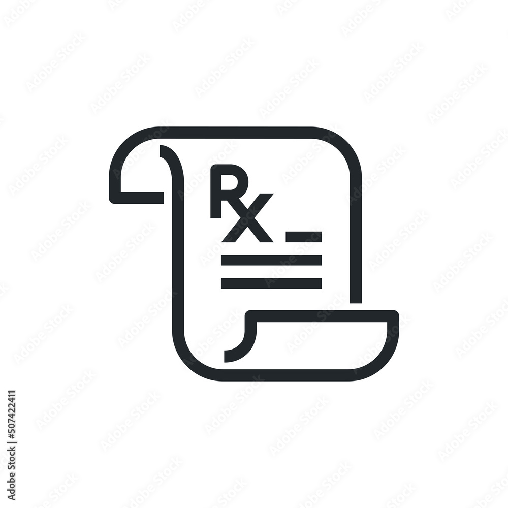 flat vector image isolated on white background, medical prescription ...