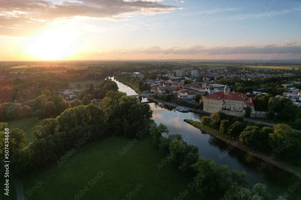 Podebrady historical city and Castle at Labe river,Chateau Poděbrady ...