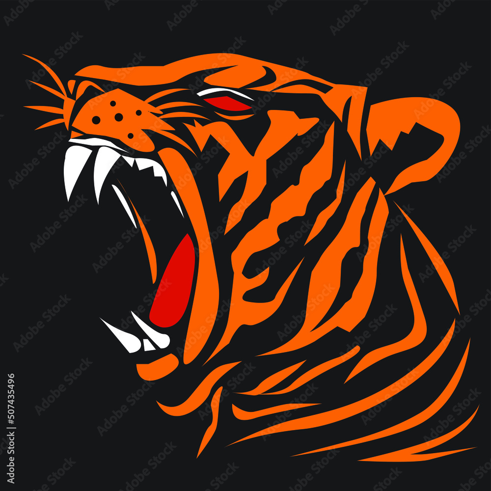 Tiger illustration. tiger logo ,art, icon , symbol, tiger line art ...