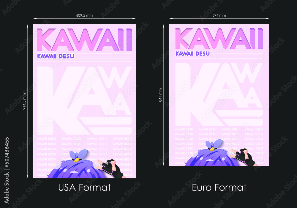 Poster or cover design in anime style and font background with famous ...