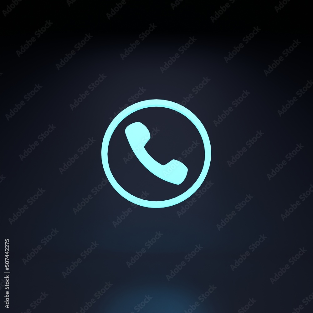 Incoming call neon icon. 3d render illustration. Stock Illustration ...