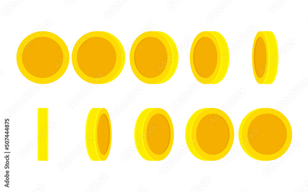 Vetor de Empty gold coin rotating. Animation sprite sheet isolated on ...