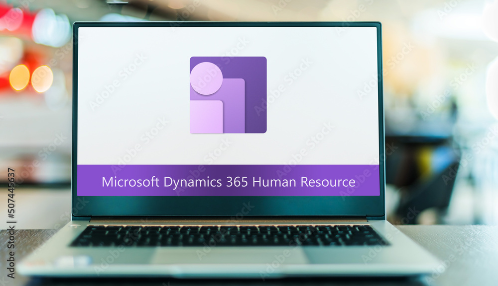 Computer with logo of Microsoft Dynamics 365 Human Resource Stock Photo ...