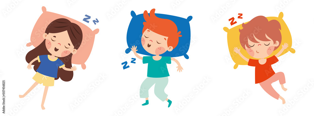 Cartoon Illustration Of Kids Sleeping Stock Vector | Adobe Stock