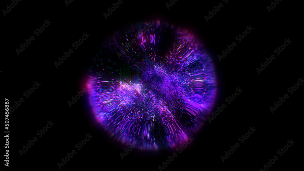 Particles sphere. Abstract neon particle cloud. Isolated on black ...
