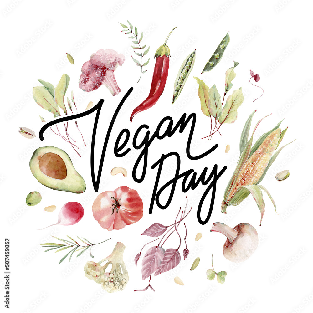 Vegan logo and lettering. Perfect for vegan or seasonal menu, vegan ...