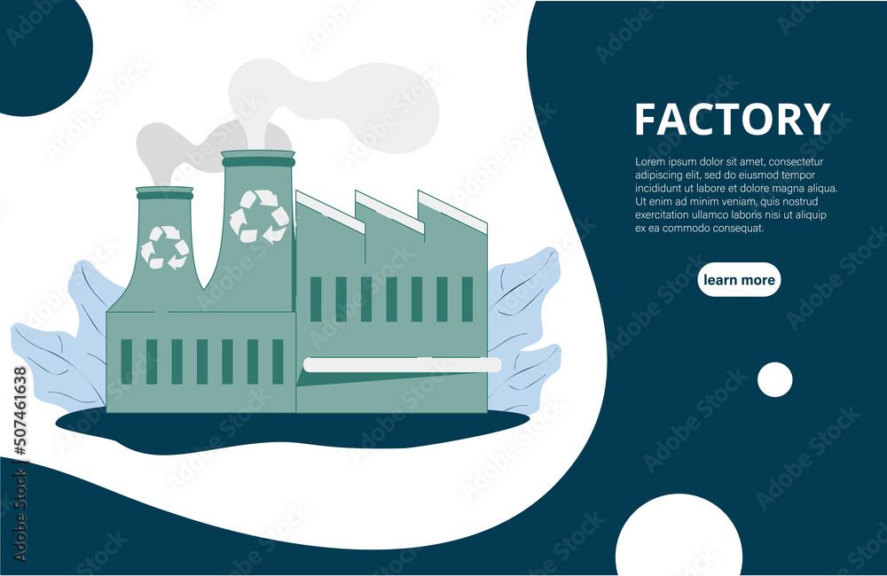 Industrial factory in flat style thin illustration.Factory or factory ...