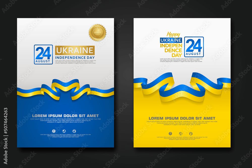 Set poster design Ukraine happy Independence Day background template ...