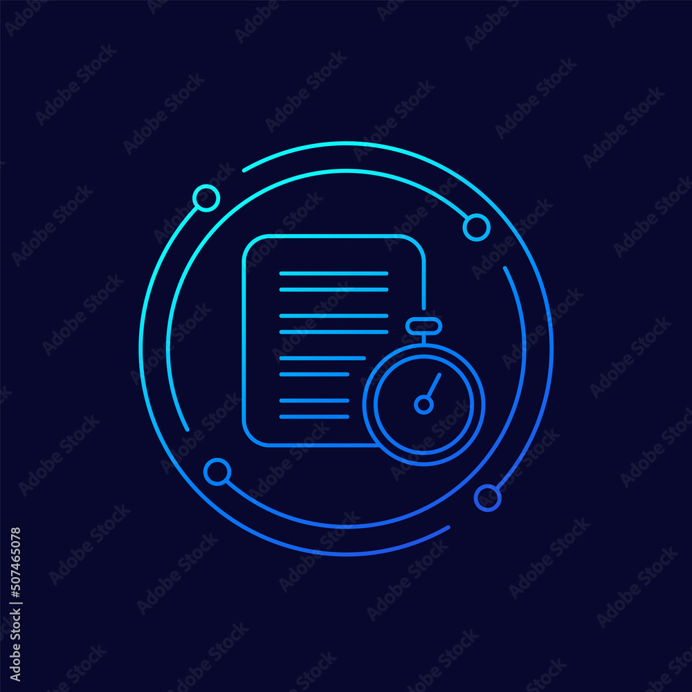 timesheet icon, document and stopwatch linear design Stock Vector ...