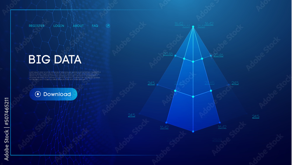 Pyramid business technology background. Tech vector triangle abstract ...