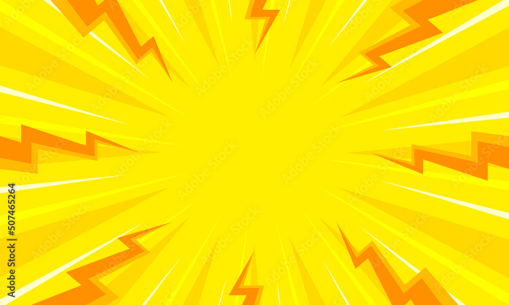 Comic cartoon yellow background with thunder Stock Vector | Adobe Stock