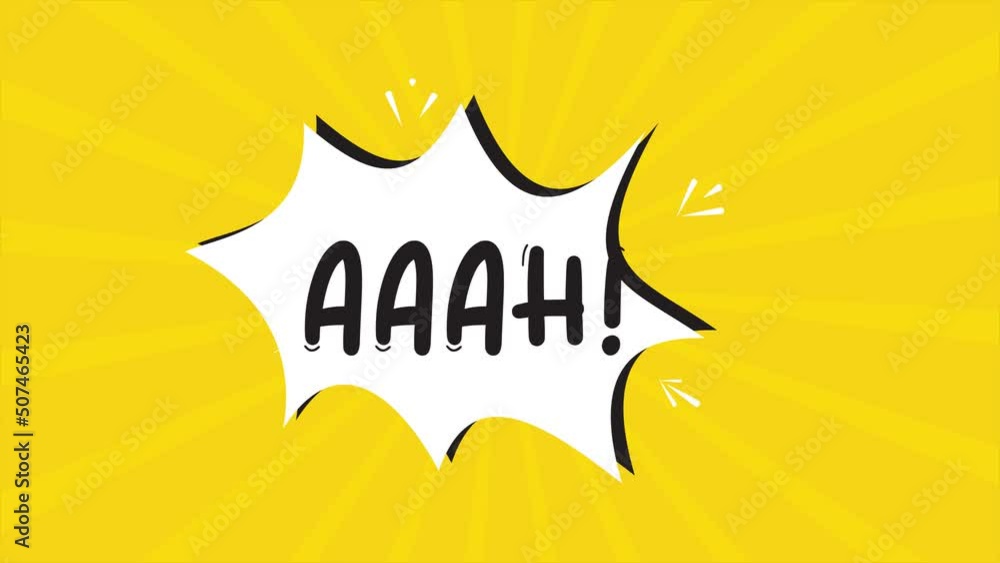A comic strip cartoon animation, with the word Aaah appearing. Yellow ...