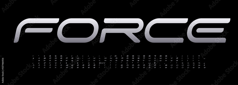 Force font, wide Latin alphabet for sport or futurism headline, title ...
