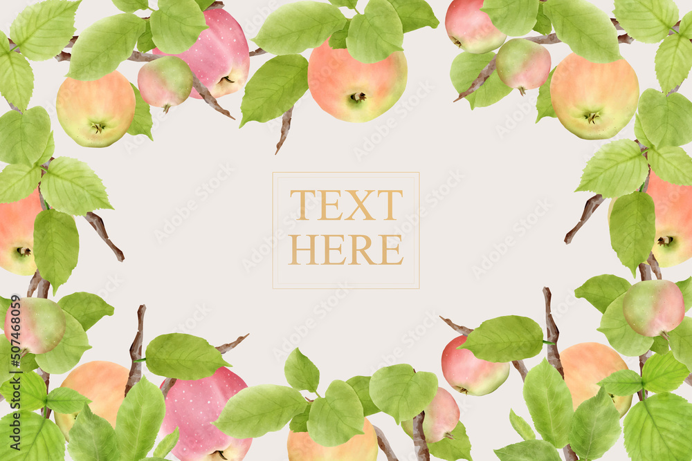 hand drawn apple frame background design Stock Vector | Adobe Stock
