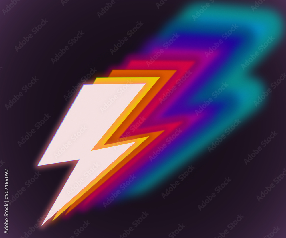 Lighting bolt abstract concept colorful illustration in the 80s and 90s ...