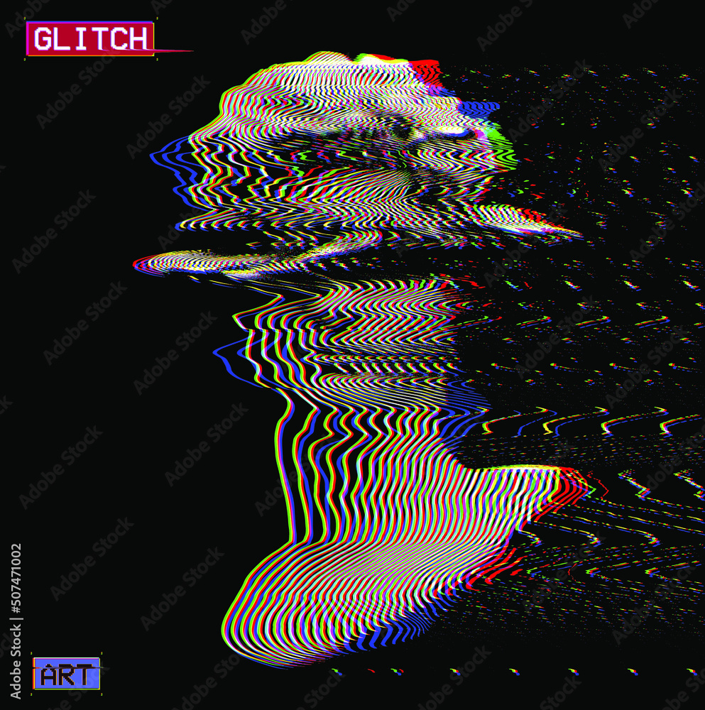 Vector distorted wavy oscillator RGB color mode halftone illustration ...