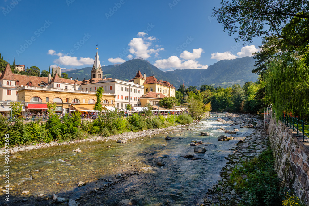 Merano (or Meran) is a city surrounded by mountains near Passeier ...