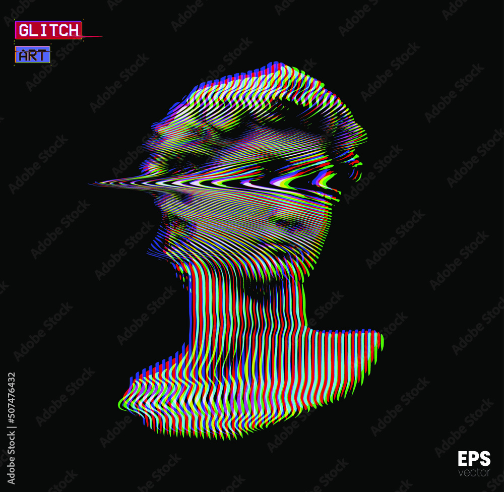 Vector RGB color mode offset and distorted wavy line halftone ...