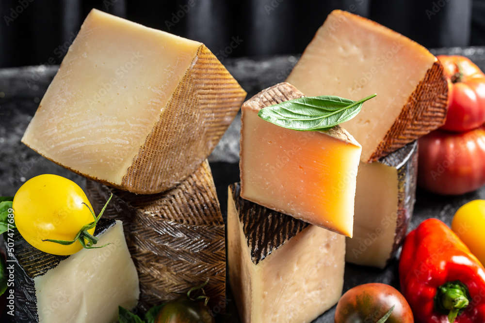 various types of Spanish manchego cheese made from cow and goat milk ...