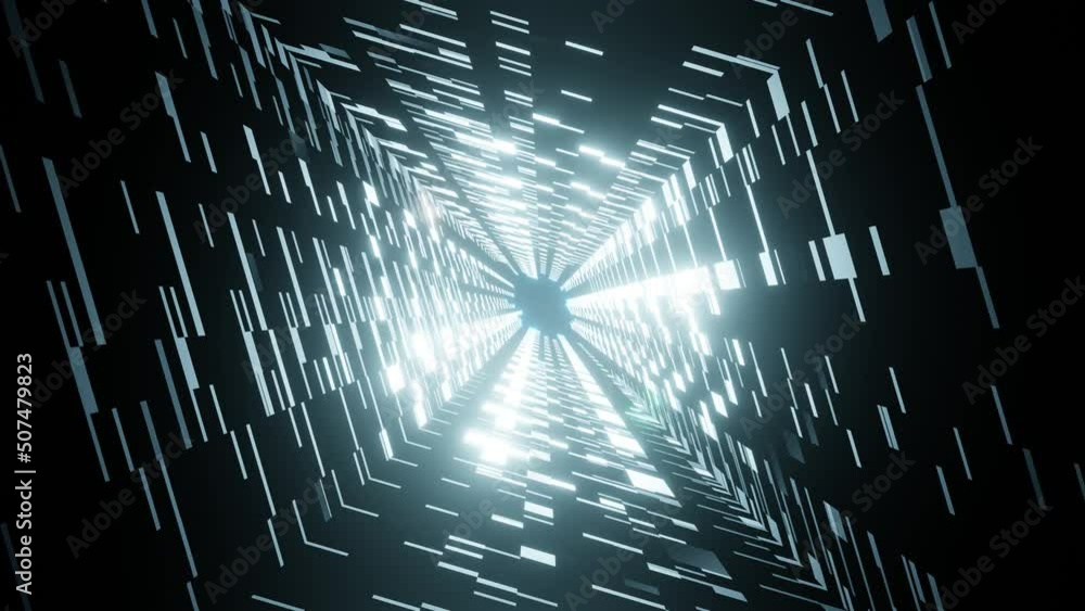 4k 3D animation. Flight in abstract sci-fi tunnel seamless loop ...
