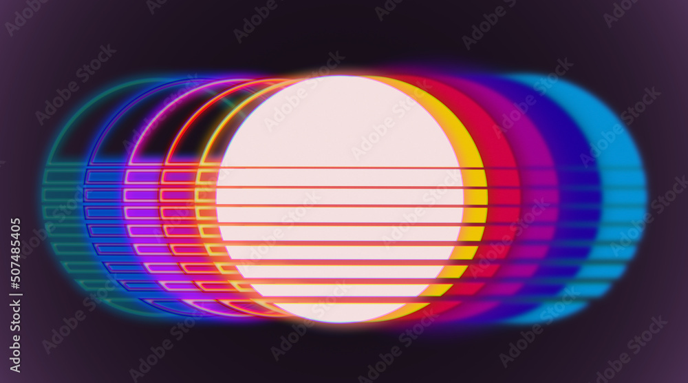 Retro wave sun or sunset abstract concept colorful illustration in the ...