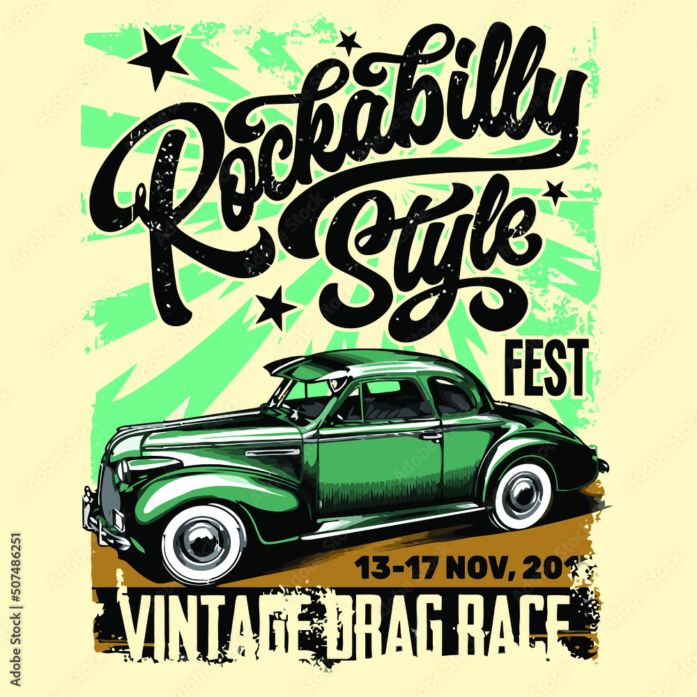 retro car poster Stock Vector | Adobe Stock