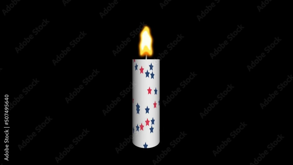 USA flag colours stars textured candle animation in black background ...