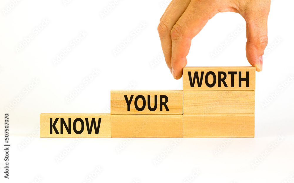 Know your worth symbol. Concept words Know your worth on wooden blocks ...