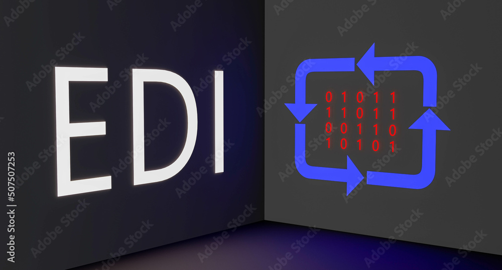 EDI concept with calculation icon. Electronic data interchange ...