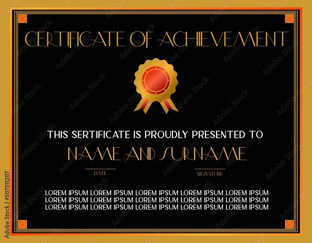 Certificate of achievement, certificate. Diploma of delivery. Tangier ...