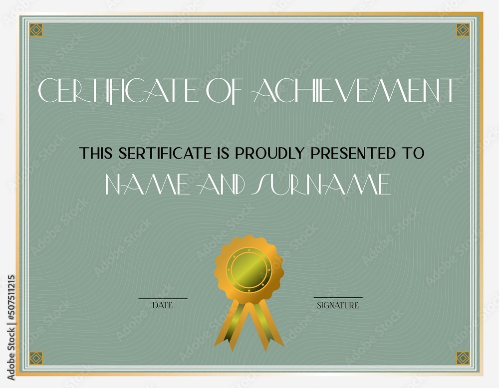 Certificate of achievement, certificate. Diploma of delivery. Tangier ...