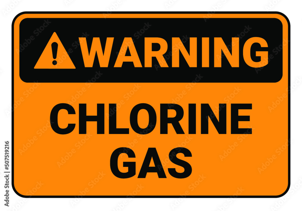 Warning Chlorine gas. beware the dangers of Chlorine gas. Safety sign ...