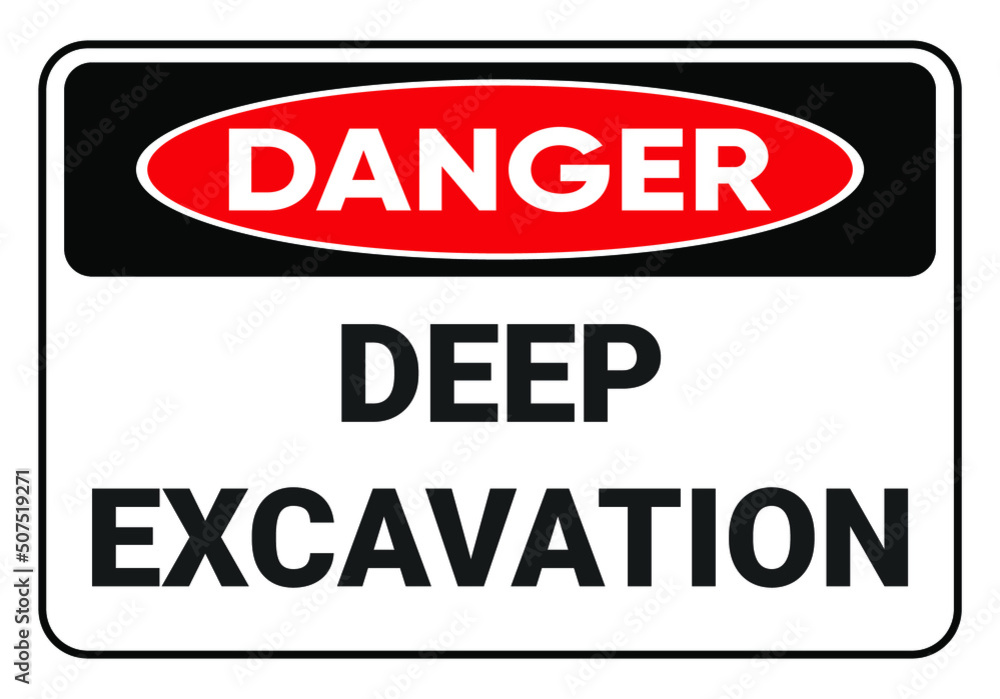 Danger deep excavation. Safety sign Vector Illustration. OSHA and ANSI ...
