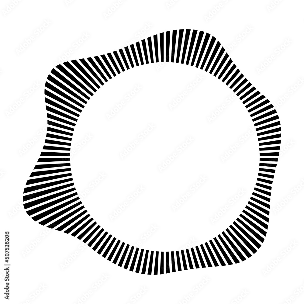 Circular frame. Round shape. Radial black concentric particles. Ring of ...