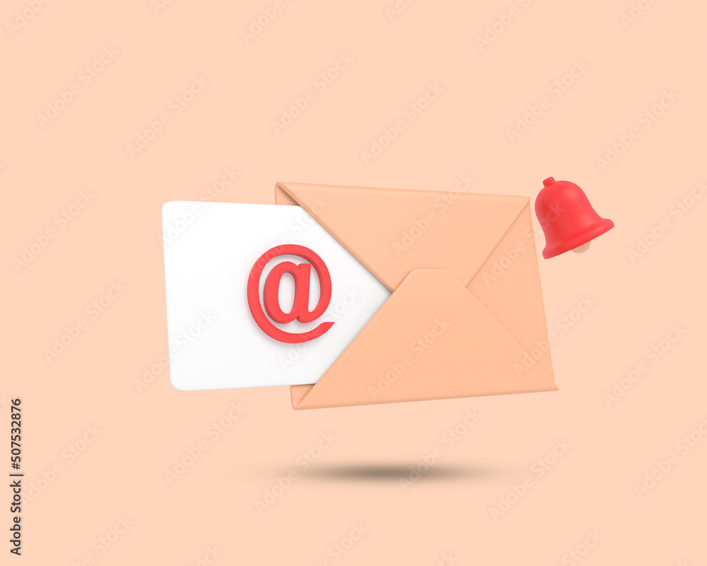 Mail and message with notification alert 3D icon. New mail notification ...