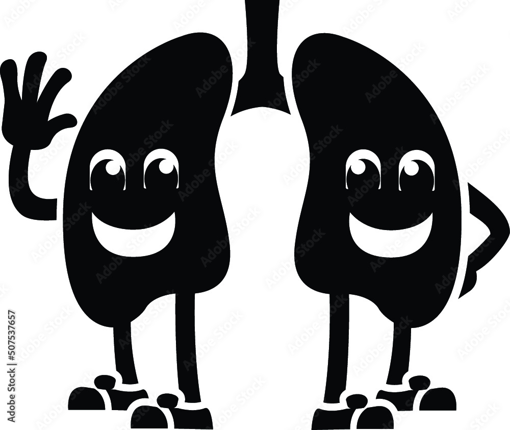 Cartoon Lungs Breathing Human Organ Body Organs Healthy Living Life ...