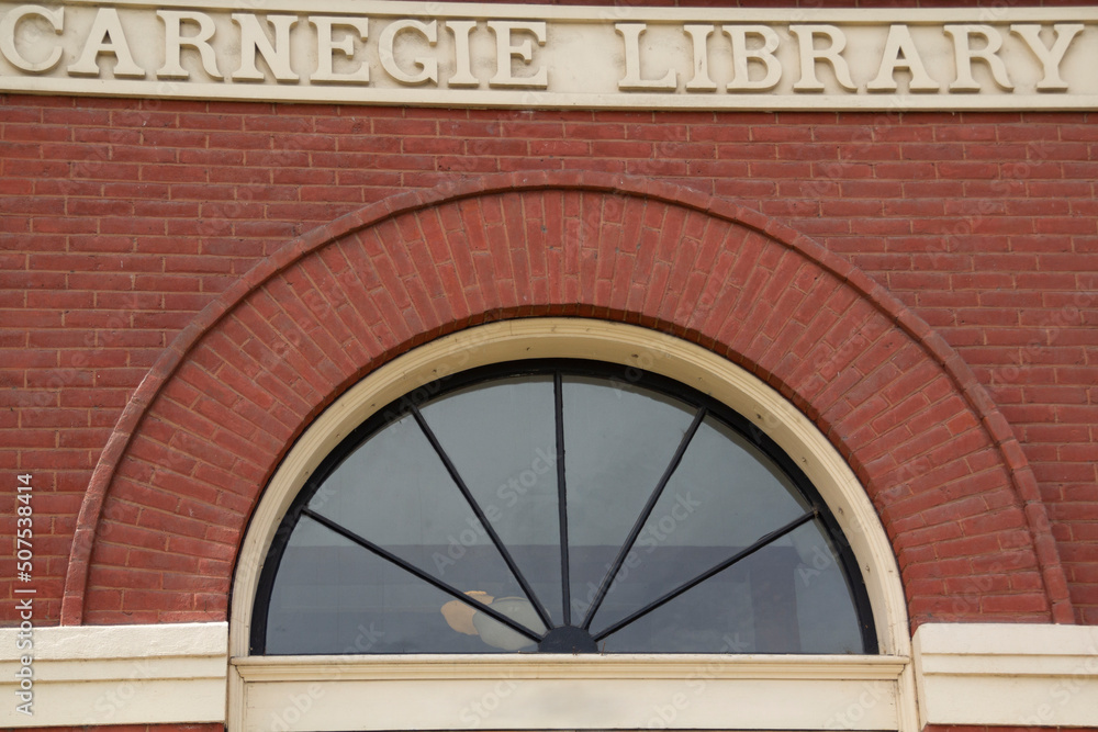 Carnegie Library Neoclassical Brick Building with Old Architectural ...